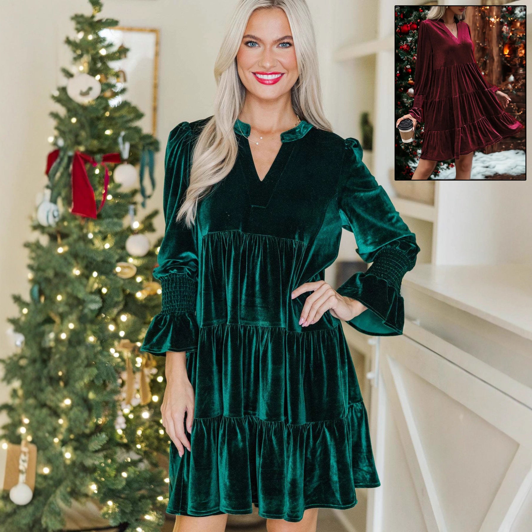 Elegant Velvet Christmas Mini Dress for Parties – ElyGlam